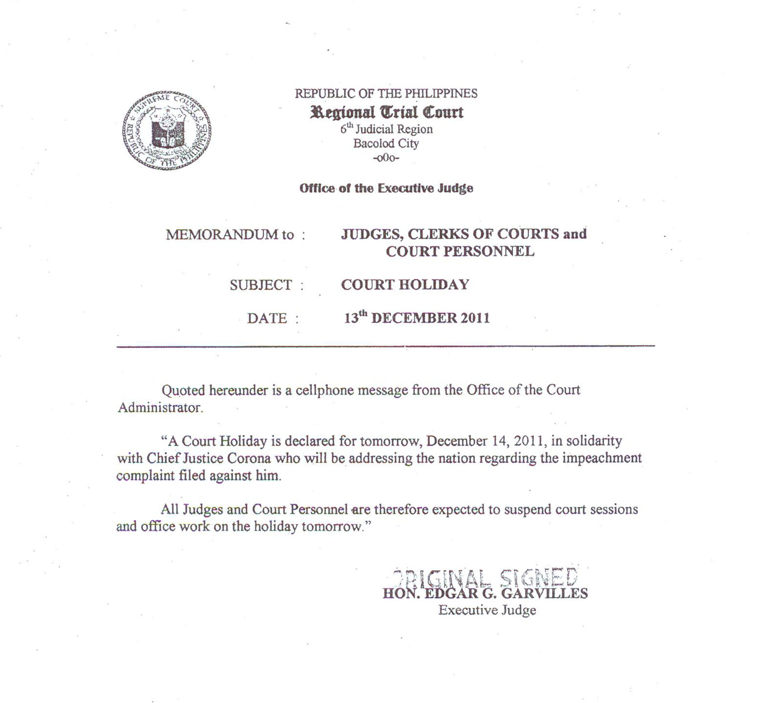 Report: Document shows Midas Marquez ordered court holiday | GMA News ...