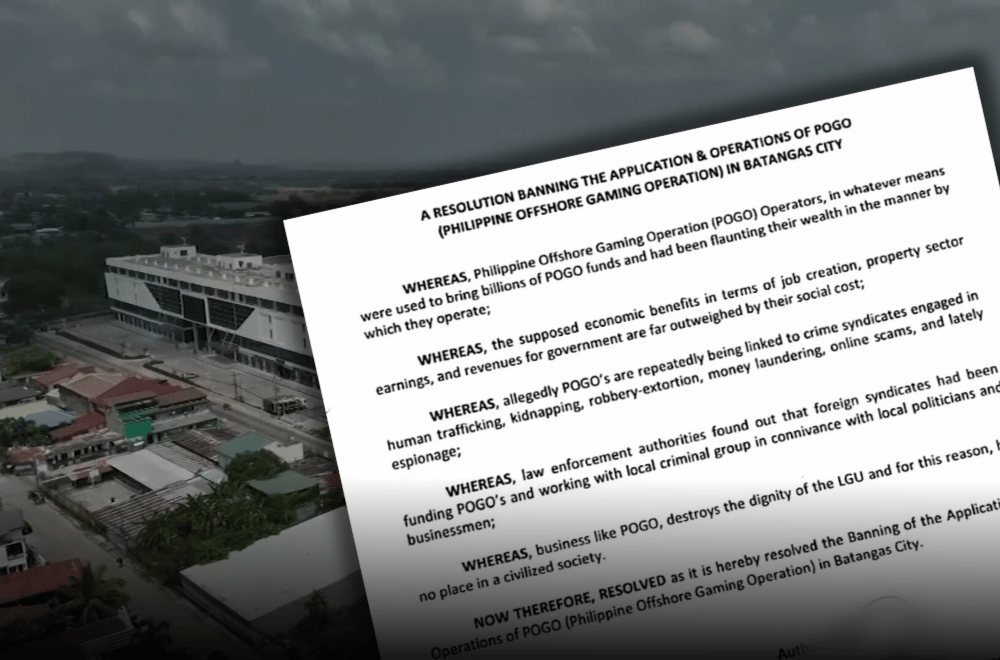Batangas City Council approves POGO ban resolution