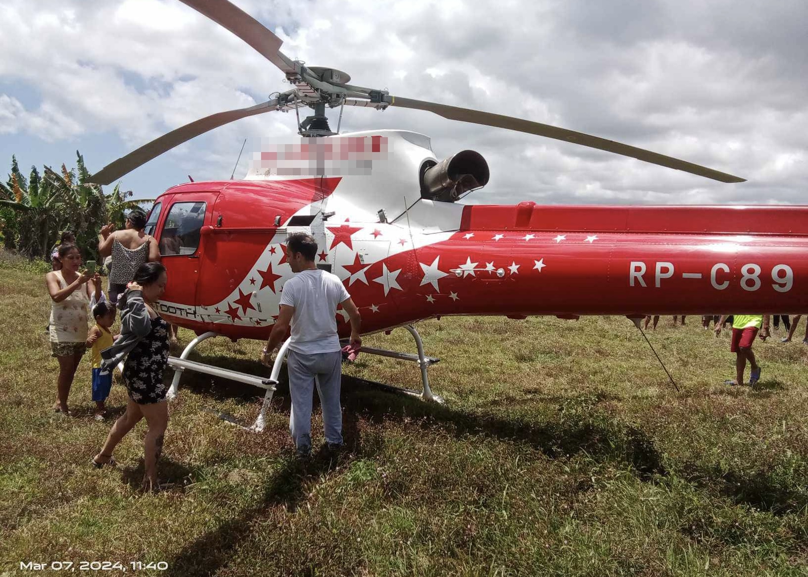 Chopper makes emergency landing in Guindulman, Bohol