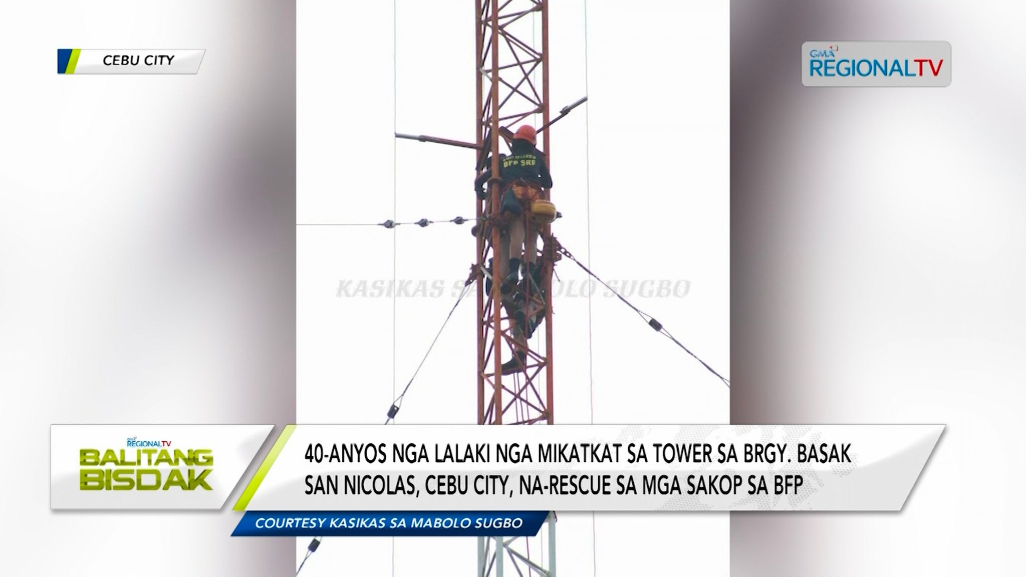 Lalaking mikatkat sa tower, na-rescue