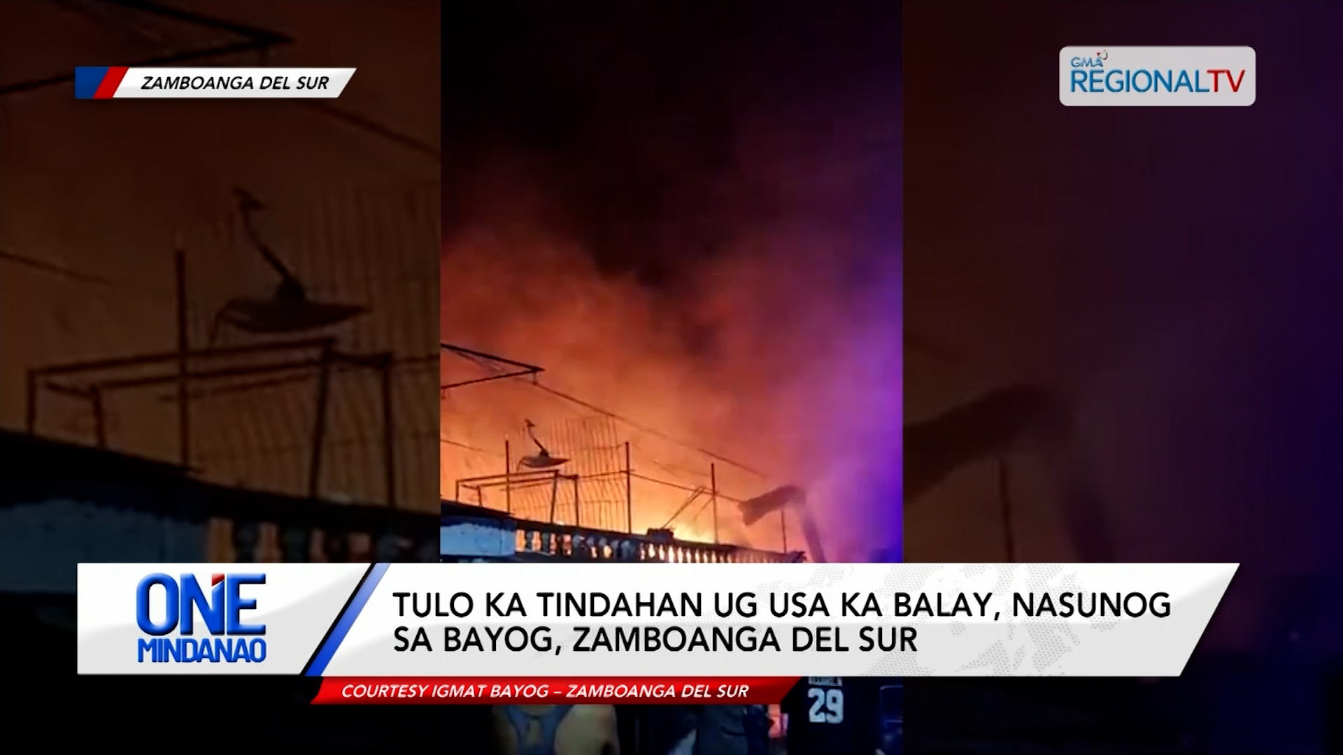 Tulo ka tindahan ug usa ka balay, nasunog sa Bayog, Zamboanga del Sur ...