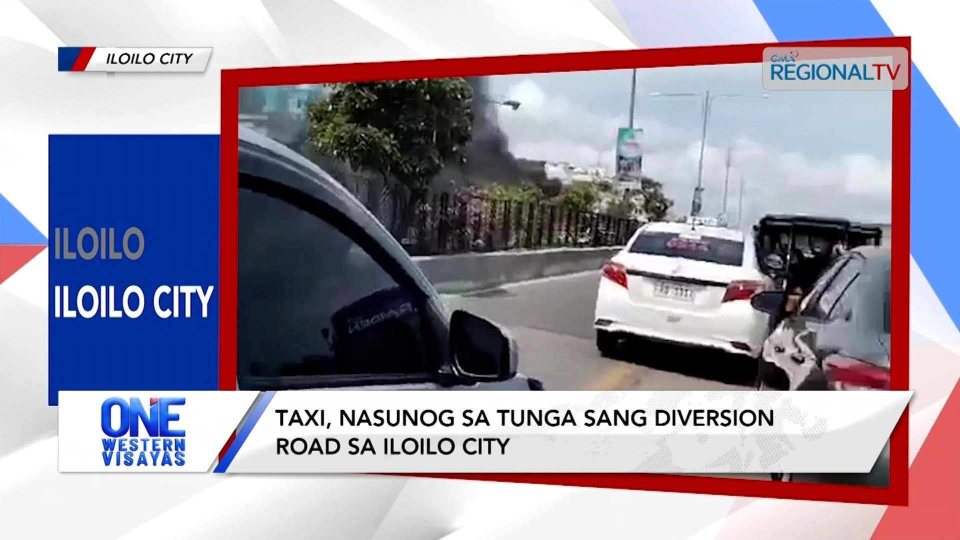 Taxi, nasunog sa tunga sang Diversion Road sa Iloilo City