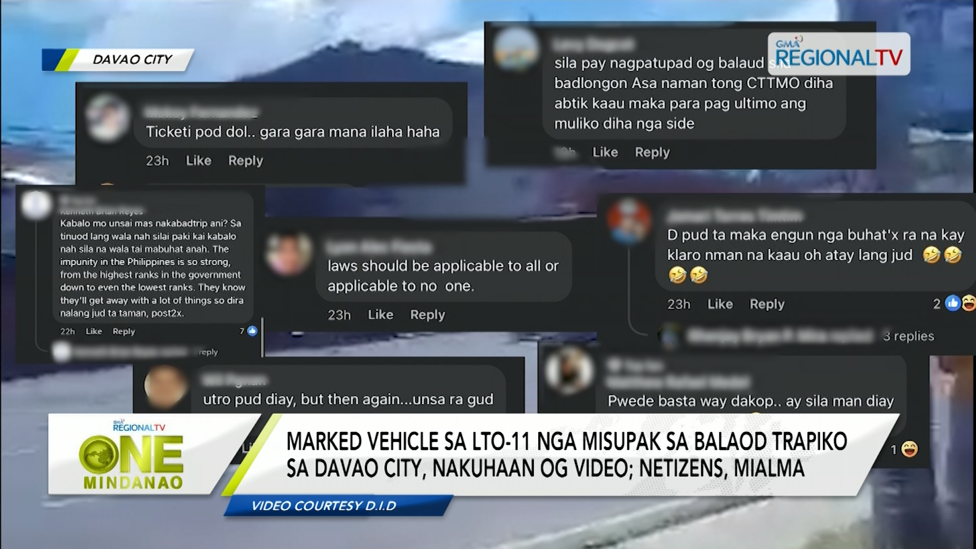 Marked vehicle sa LTO-11 nga misupak sa balaod trapiko sa Davao City, nakuhaan og video