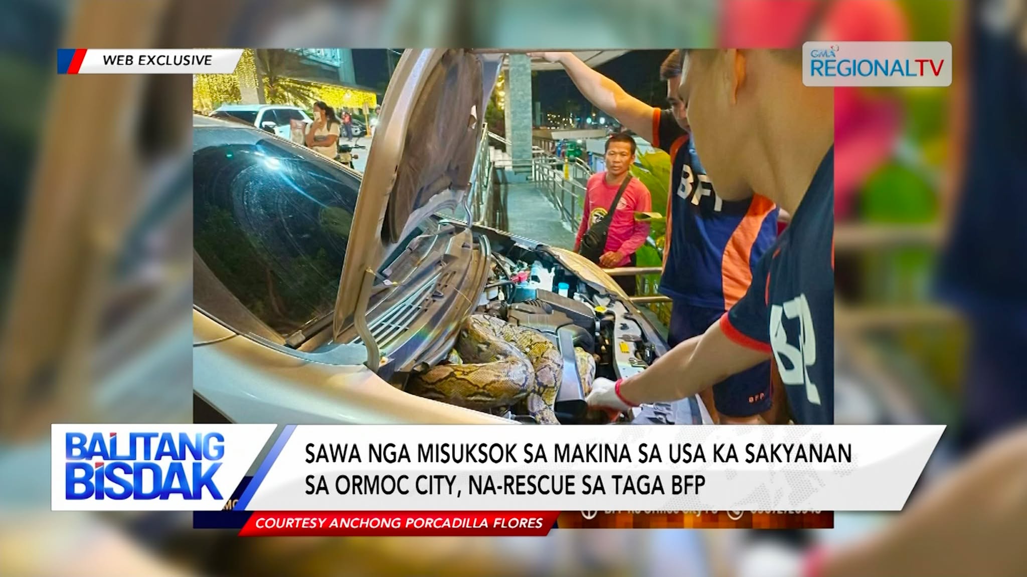 Sawa nga Misuksok sa Sakyanan sa Parking Area sa Ormoc City, Na-rescue | Balitang Bisdak