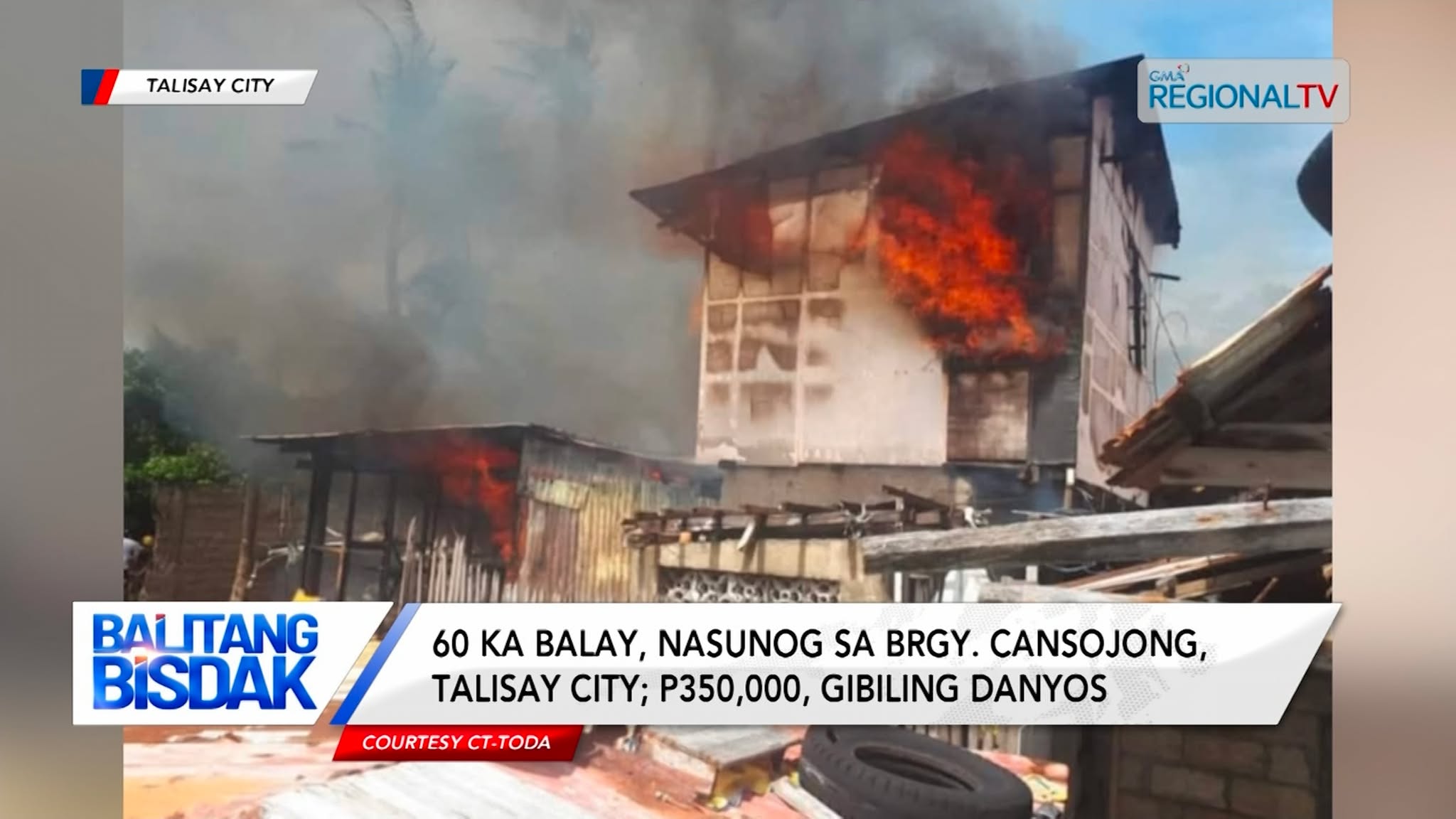 60 ka balay, nasunog sa Brgy. Cansojong, Talisay City; P350,000, gibiling danyos
