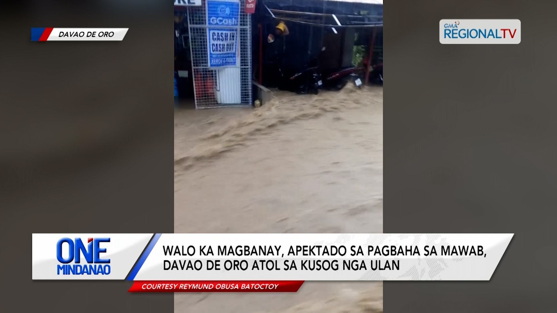 Walo ka magbanay, apektado sa pagbaha sa Mawab, Davao de Oro