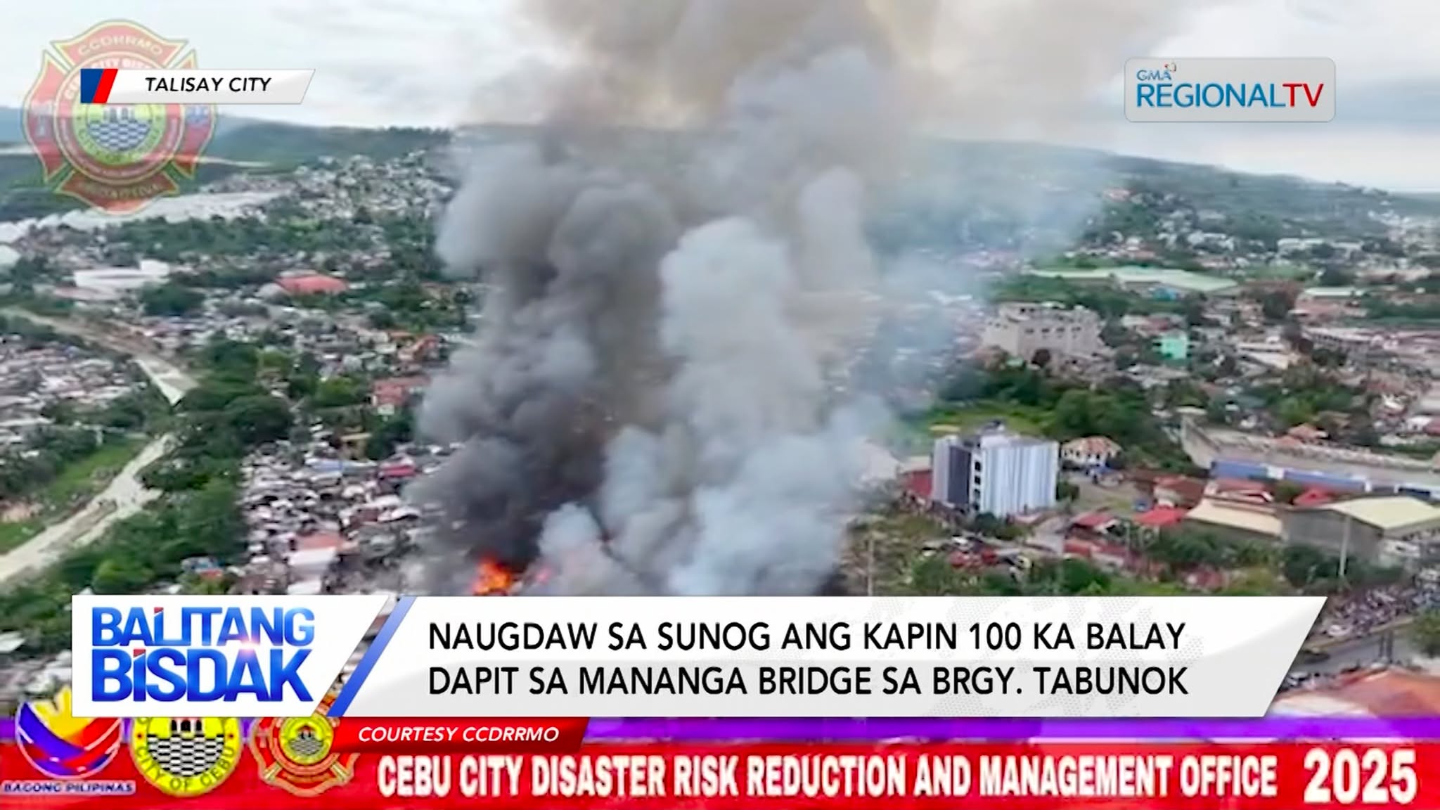 Nasunog ang kapin 100 ka balay haduol sa Mananga Bridge sa Brgy. Tabunok