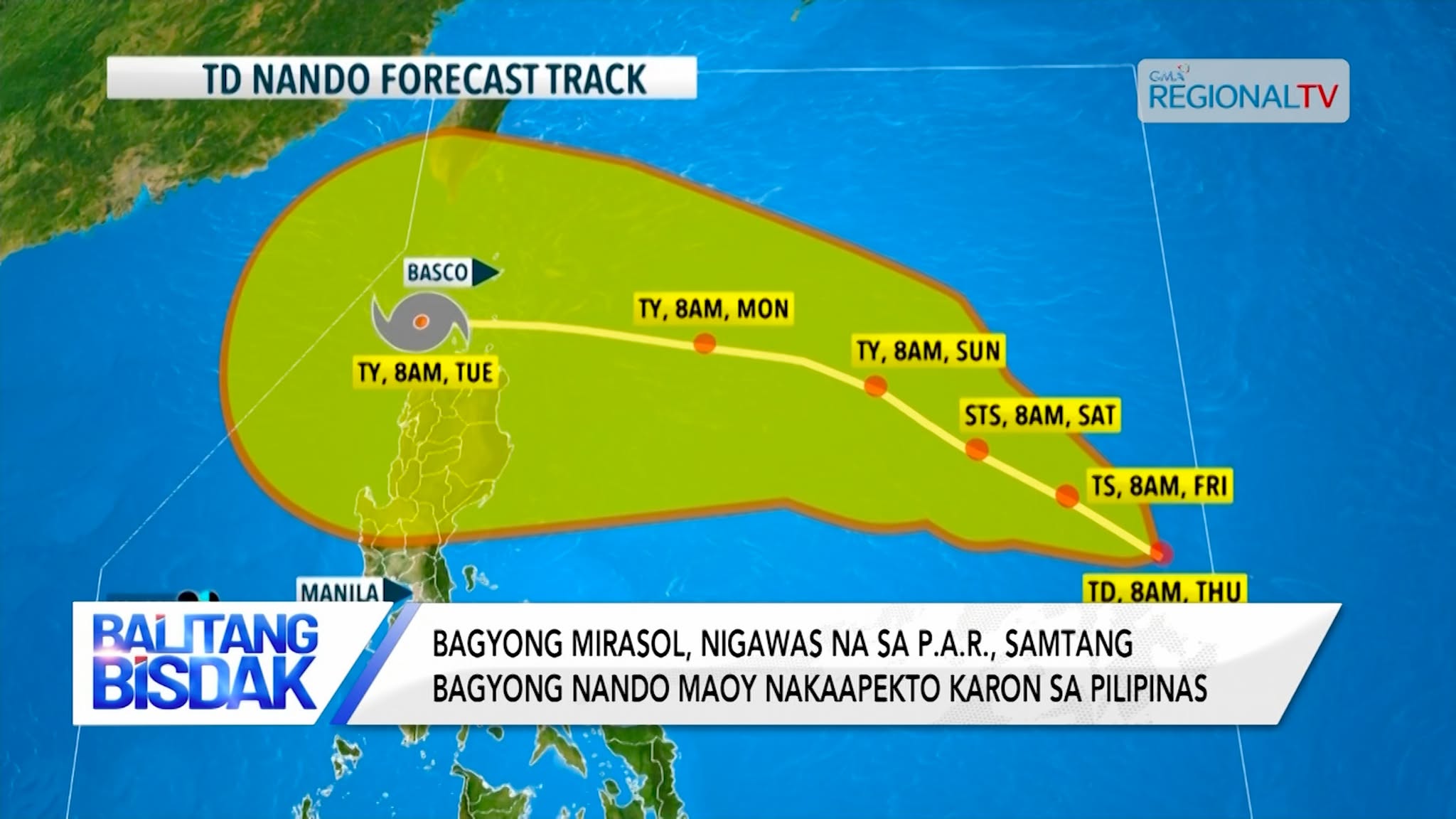 Bagyong Mirasol, nigawas na sa PAR, samtang bagyong Nando, nakaapekto ...