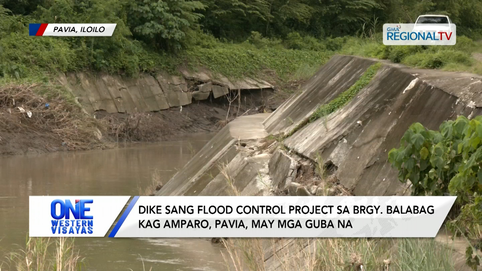 Dike sang flood control project sa Pavia, Iloilo, may mga guba | One Western Visayas