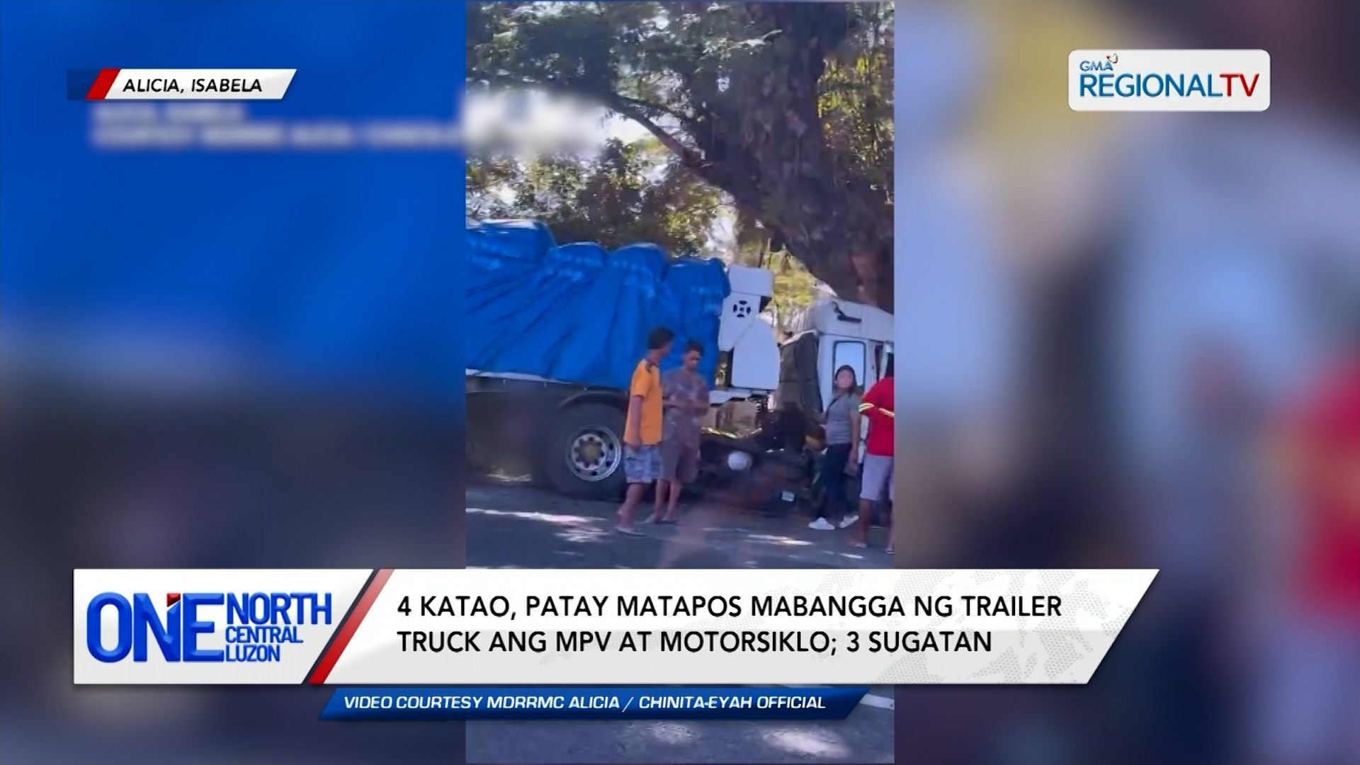 4 katao, patay matapos mabangga ng trailer truck ang MPV at motorsiklo ...