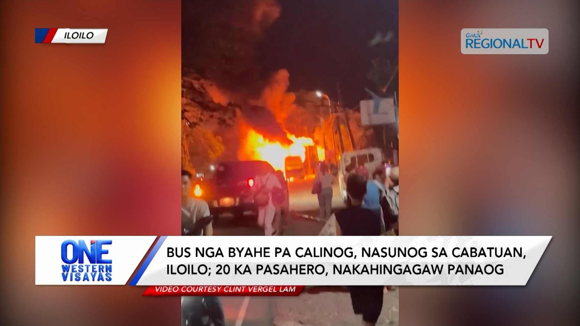 Bus, nasunog sa Cabatuan, Iloilo; 20 ka pasahero, nakahingagaw panaog