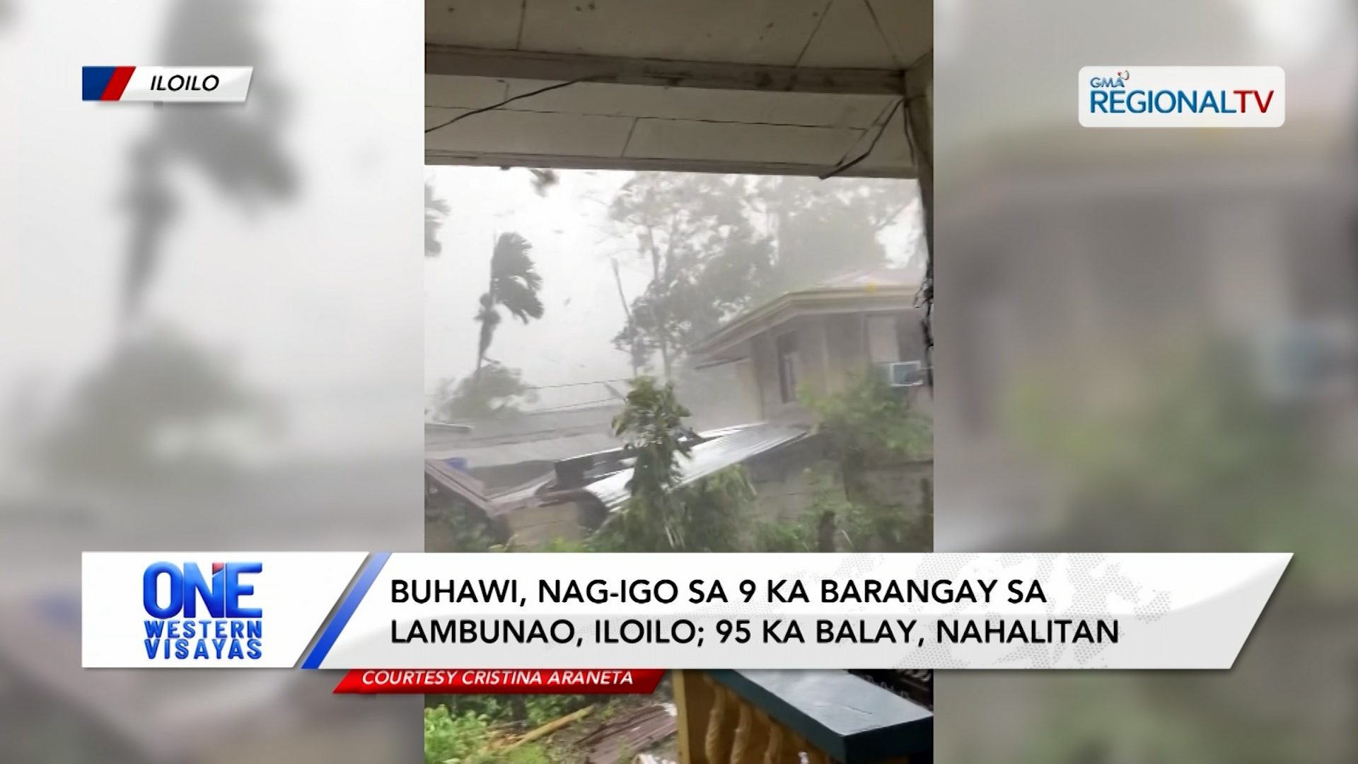 Buhawi, nag-igo sa 9 ka barangay sa Lambunao, Iloilo; 95 ka balay, nahalitan