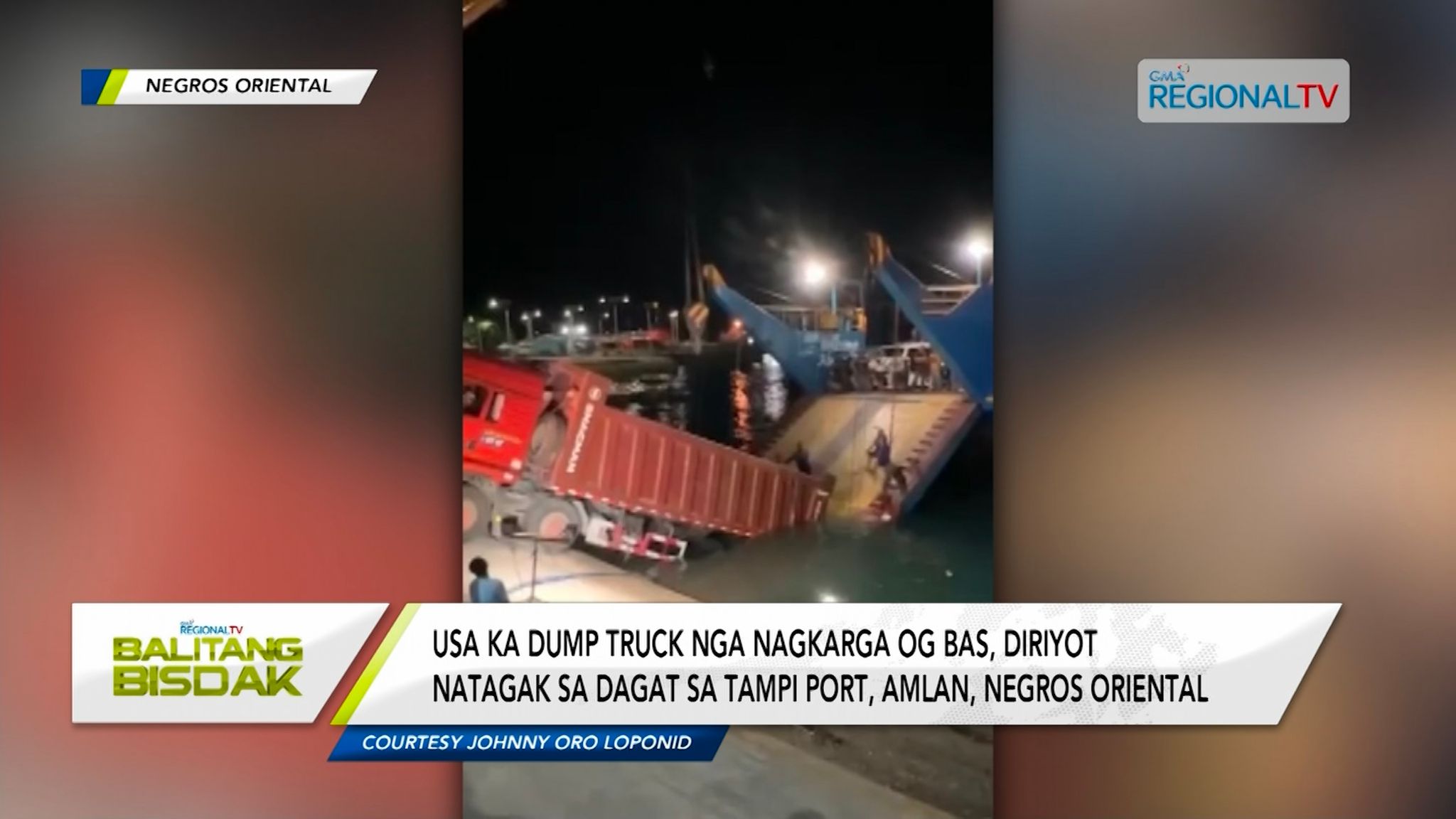 Dump truck, diriyot natagak sa dagat sa Tampi Port sa Negros Oriental