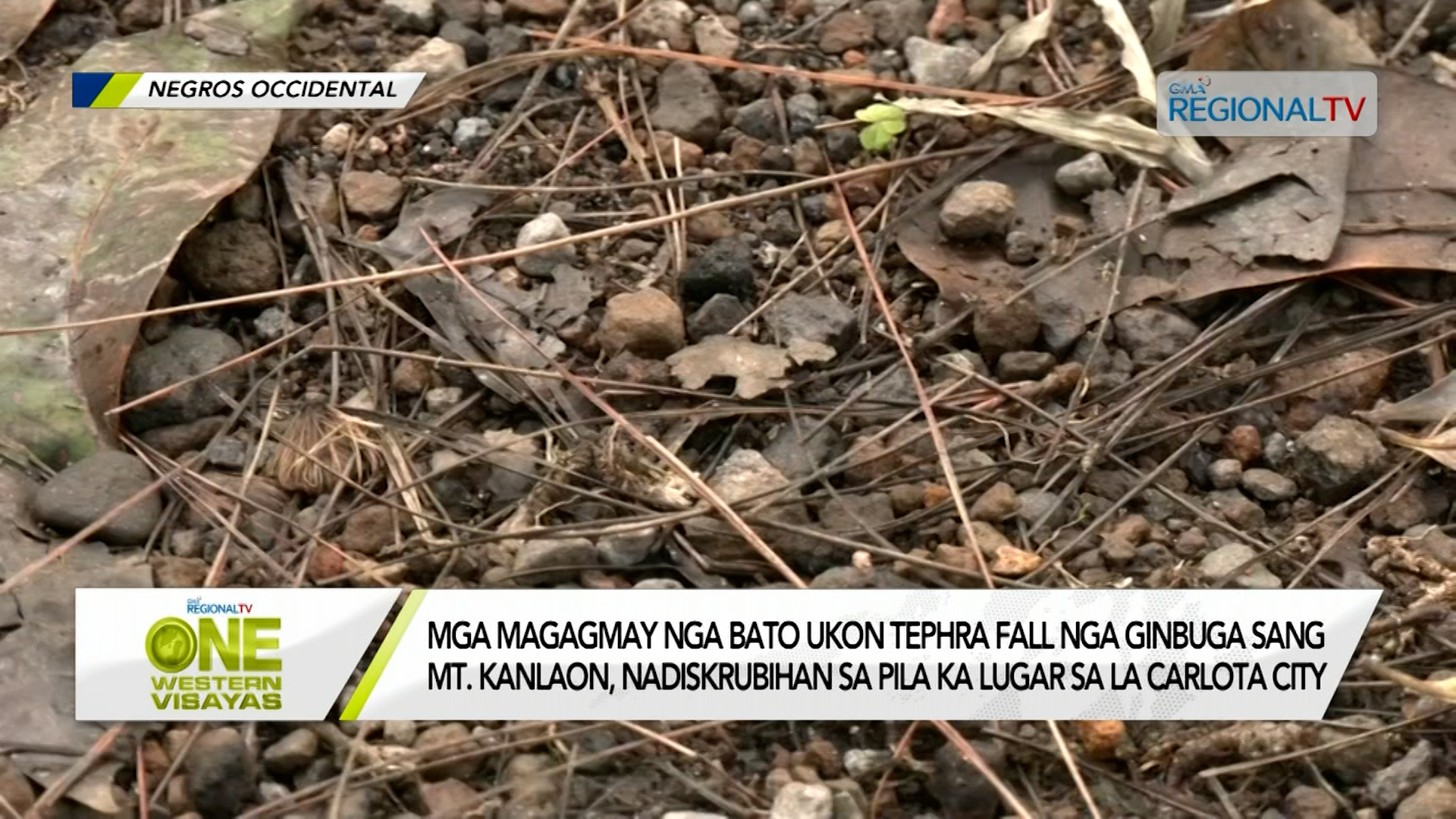 Mga magagmay nga bato ukon tephra fall nga ginbuga sang mt. Kanlaon