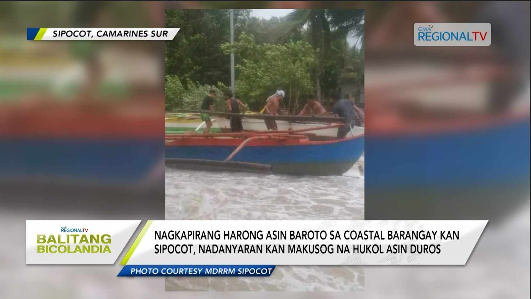 Pirang harong, baroto sa Sipocot, naraot kan makusog na hukol asin duros