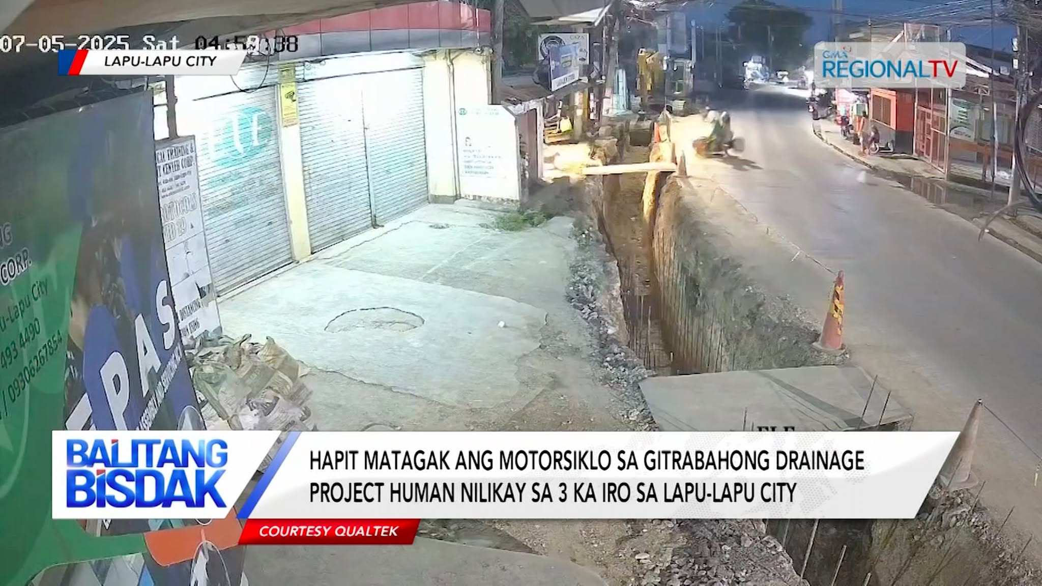 Hapit matagak ang motorsiklo sa drainage kay nilikay sa mga iro sa Lapu-Lapu City