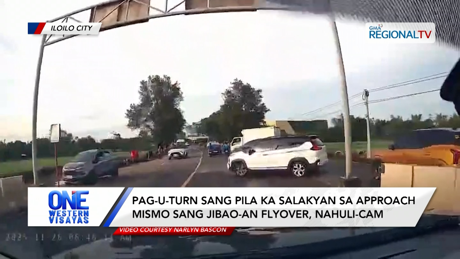 Pag-u-turn sang pila ka salakyan sa approach sang Jibao-an Flyover ...