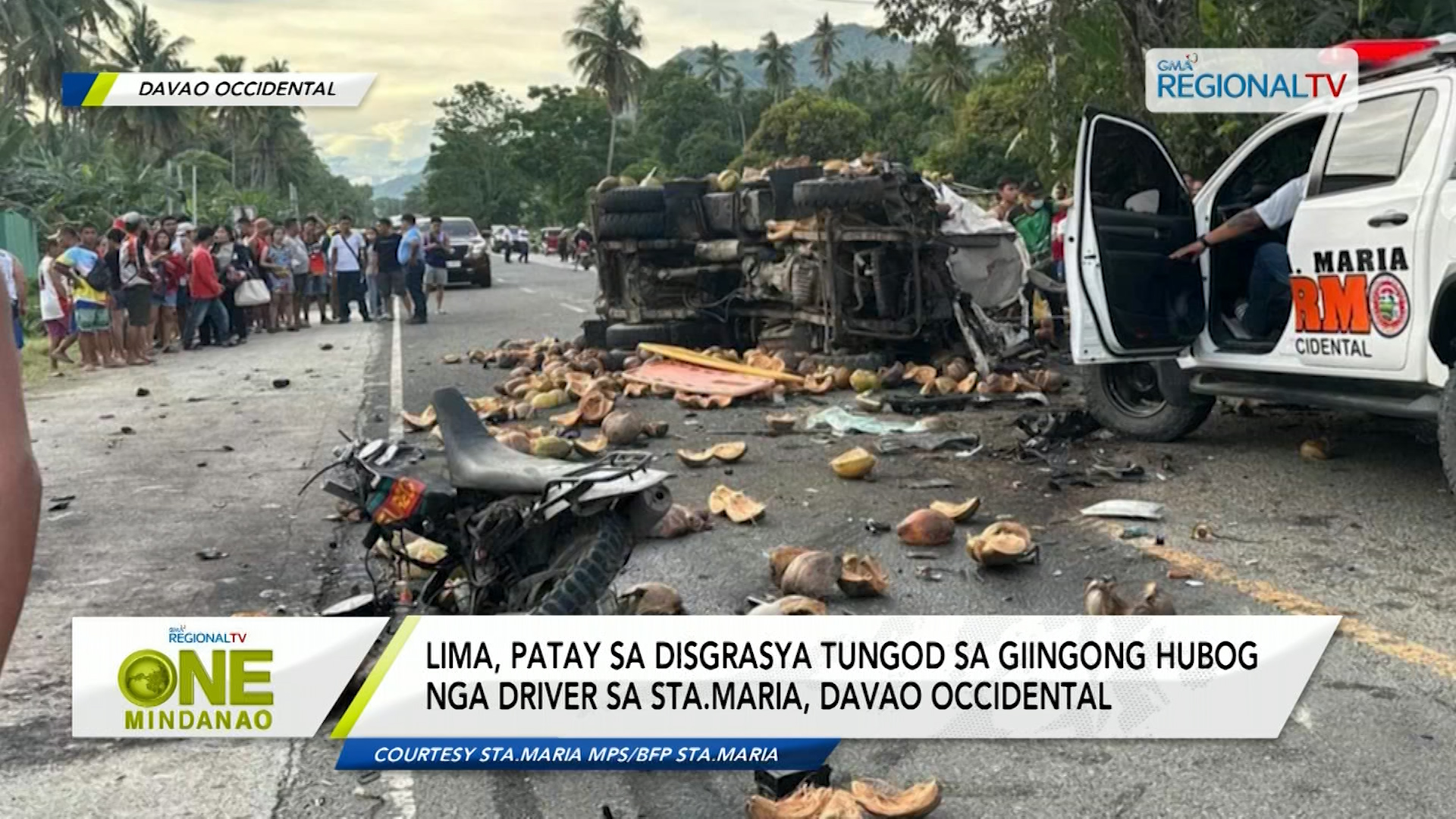 Lima, patay sa disgrasya tungod sa hubog nga driver sa Davao Occidental