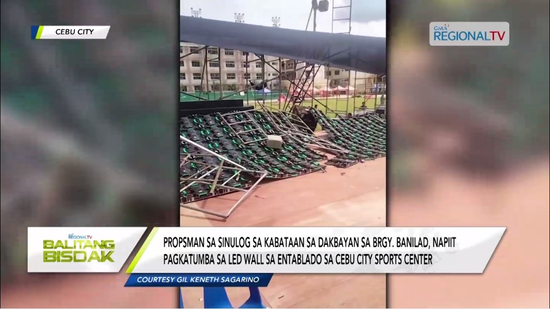 LED wall sa stage sa Cebu City Sports Center, natumba; propsman napiit ...