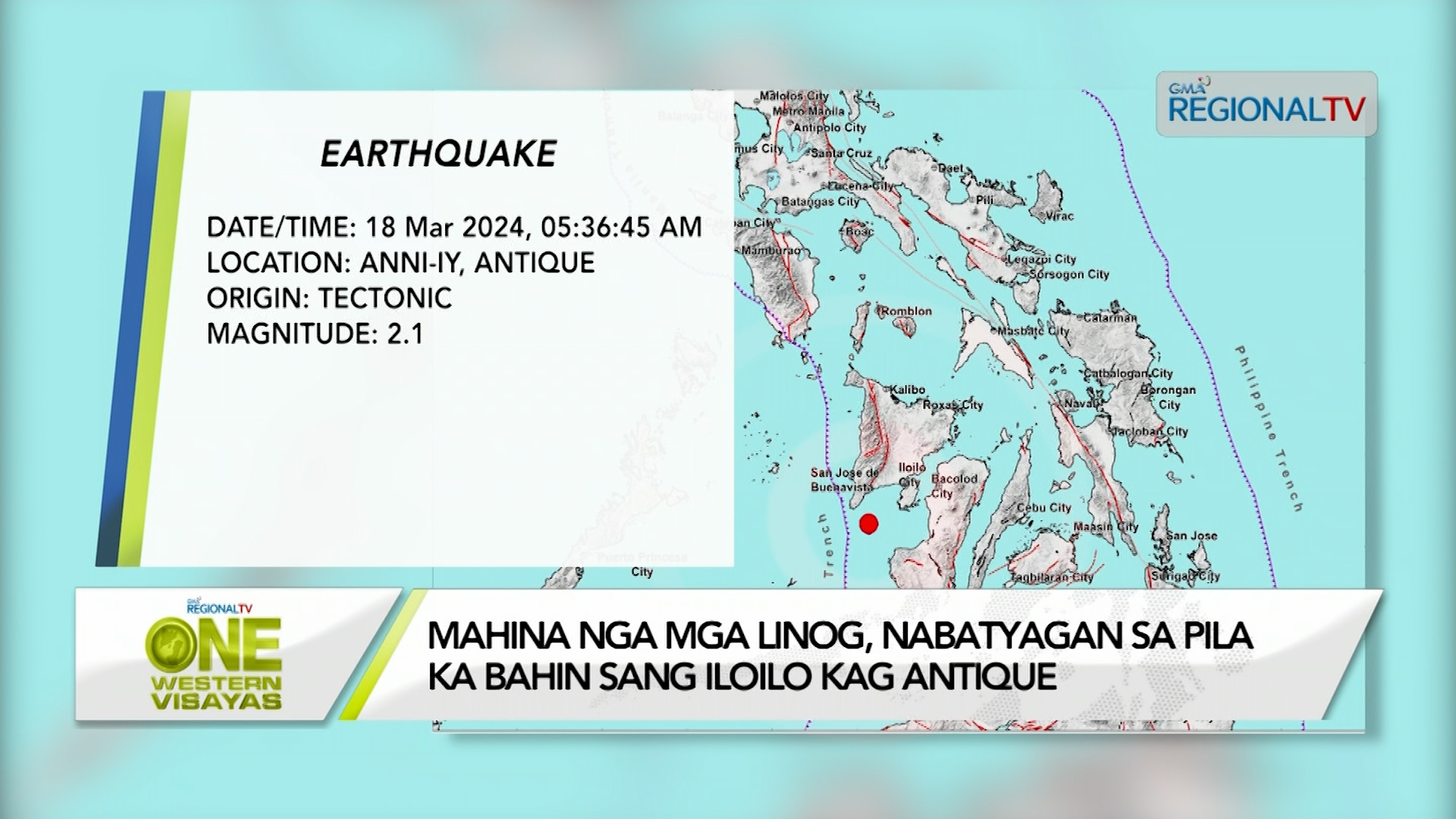 Mahina nga mga linog, nabatyagan sa pila ka bahin sang Iloilo kag Antique