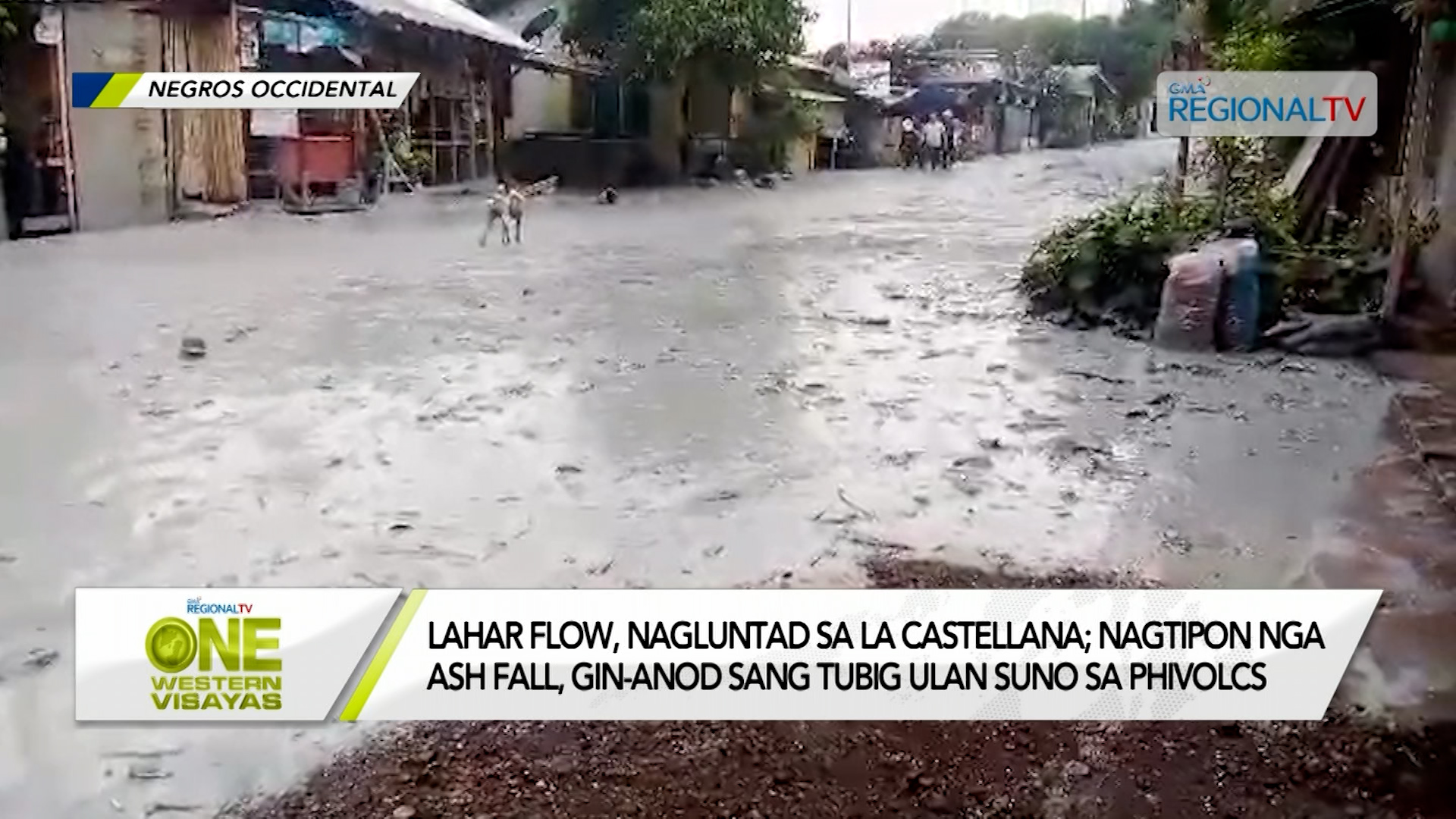 Lahar flow, nagluntad sa La Castellana; natipon nga ash fall naanod sang tubig