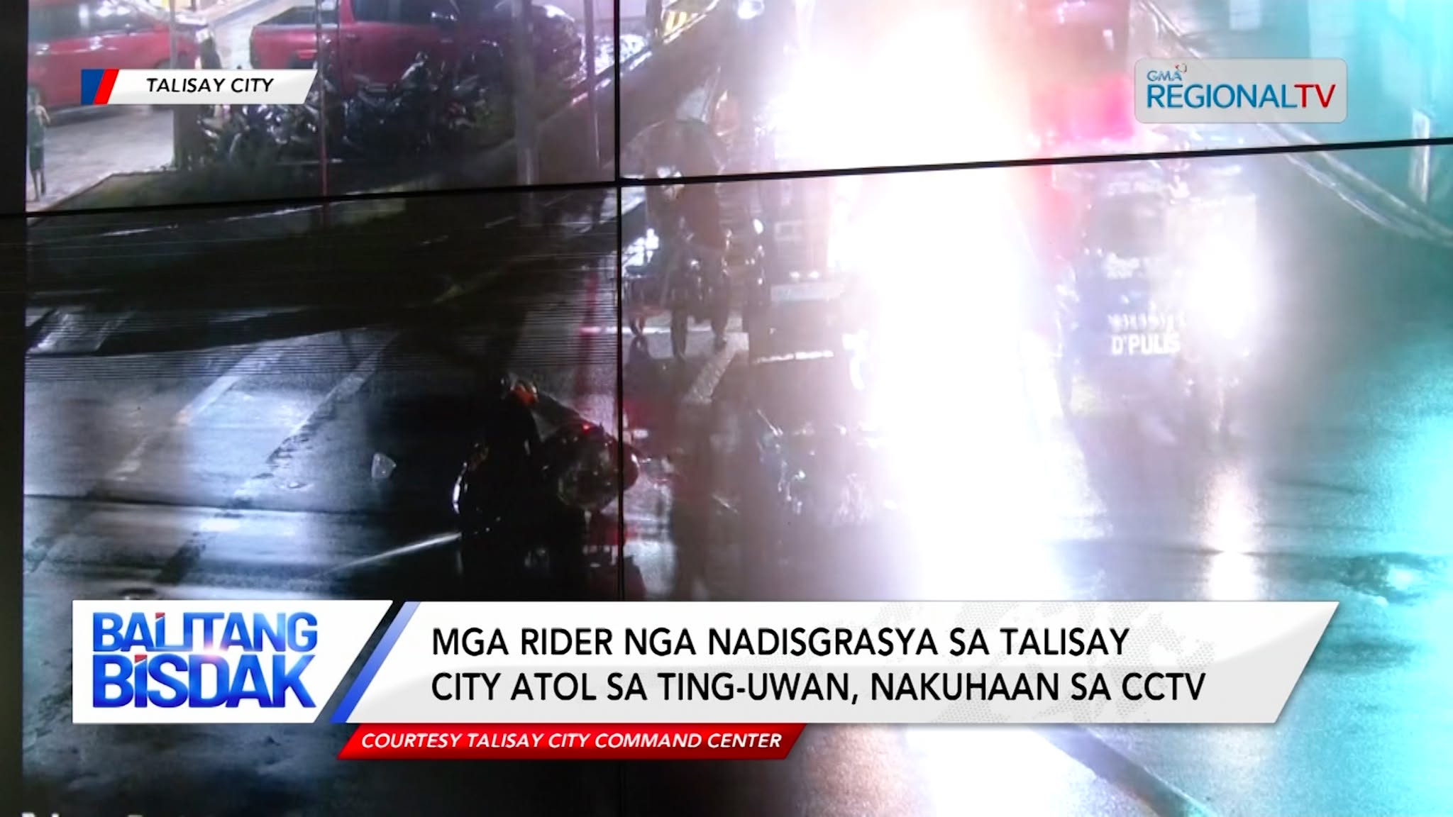 Mga rider nga nadisgrasya sa Talisay City atol sa ting-uwan, nahuli-cam