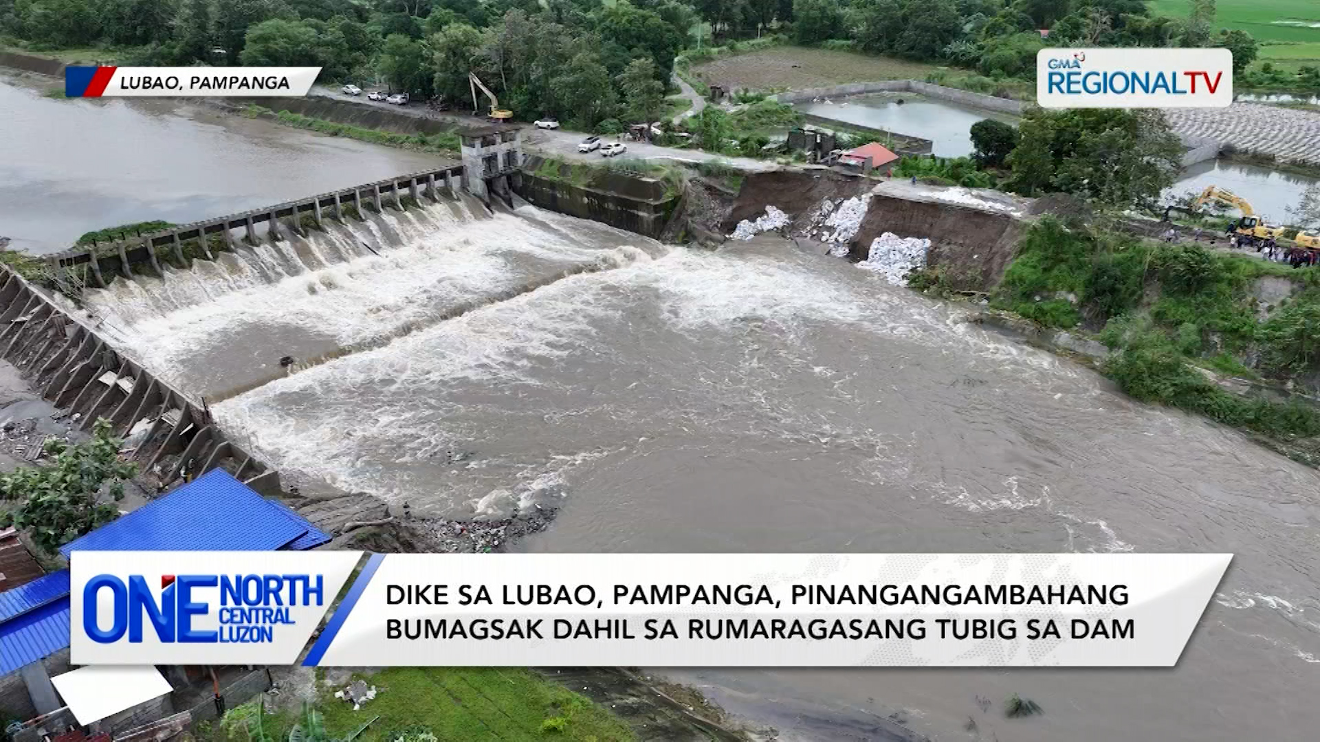 Dike sa Lubao, pinangangambahang bumagsak dahil sa rumaragasang tubig ...