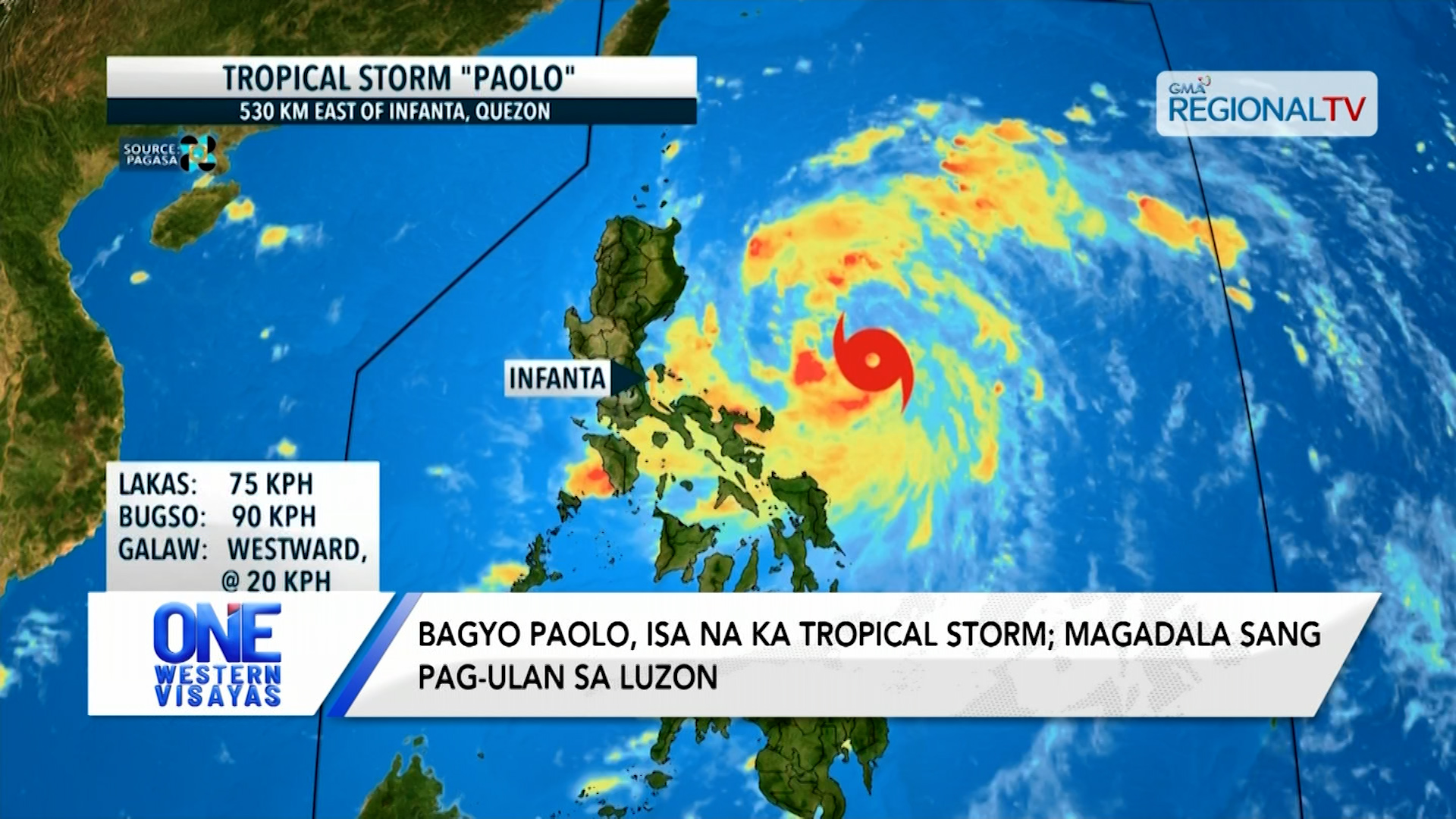 Bagyo Paolo, isa na ka tropical storm; magadala sang pag-ulan sa Luzon | One Western Visayas