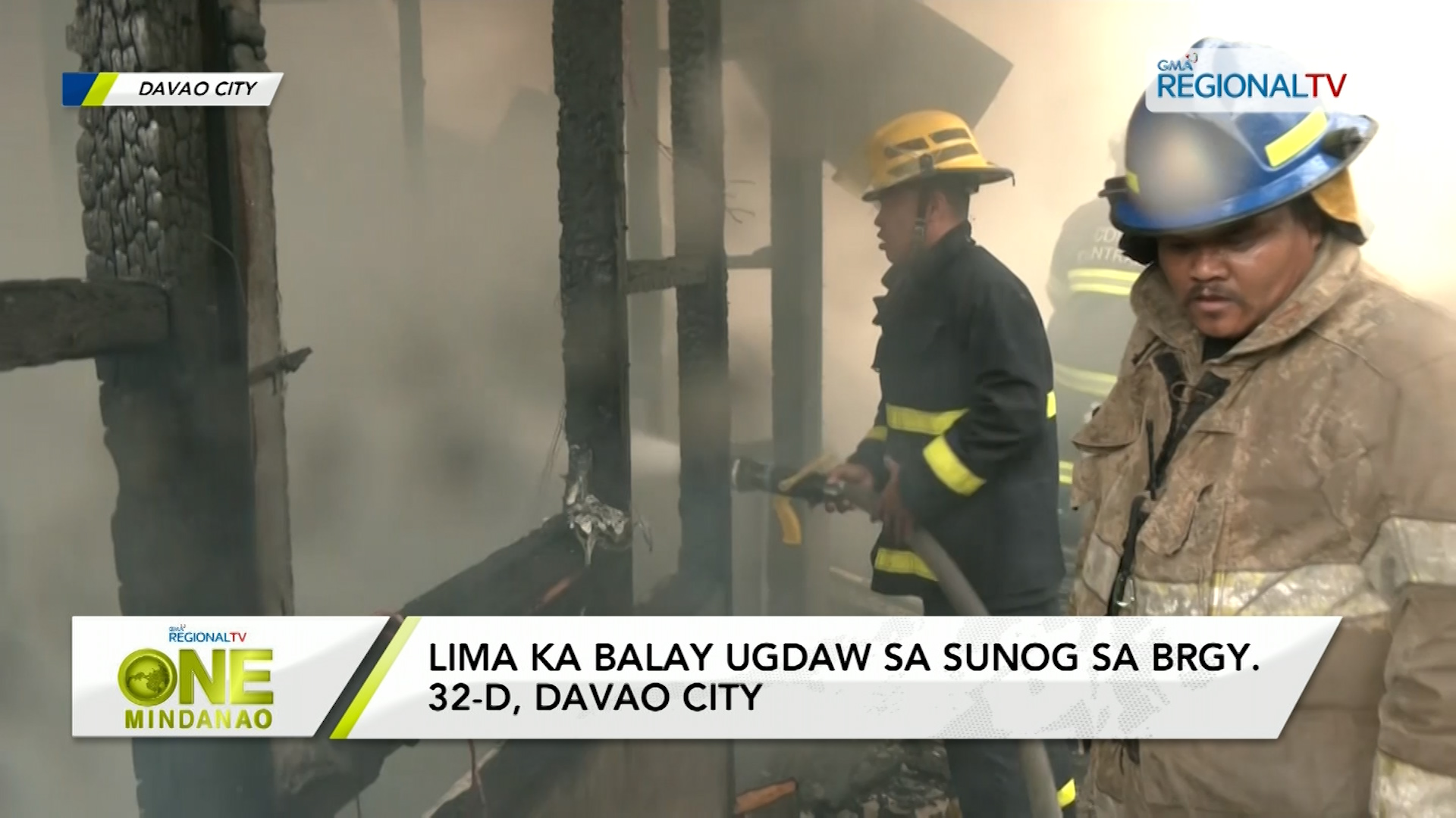 Lima ka balay ugdaw sa sunog sa Barangay 32-D sa Davao City
