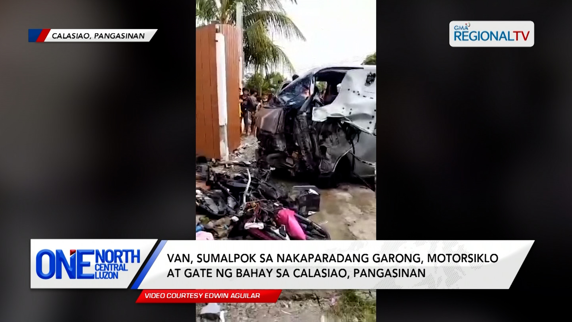 Van, sumalpok sa nakaparadang garong, motorsiklo at gate ng bahay