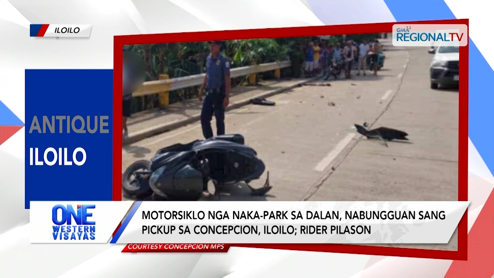 Motorsiklo nga naka-park sa dalan nabungguan sang pickup sa Concepcion, Iloilo | One Western Visayas