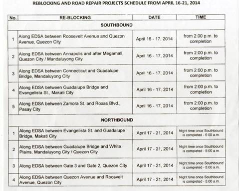 MMDA announces EDSA reblocking schedule for Holy Week | GMA News Online