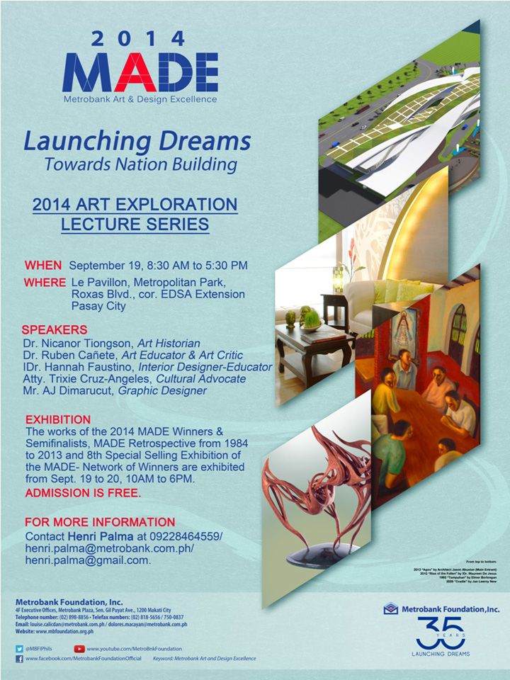 Come to the 2014 MADE Art Exploration Lecture series set | GMA News Online