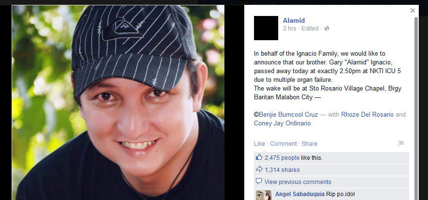 Thank You for Your Love: Celebs, netizens mourn death of Alamid's Gary ...