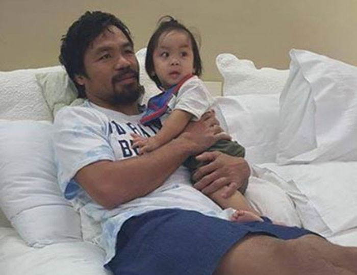 LOOK: Manny Pacquiao watches NBA Finals with Baby Israel | GMA News Online