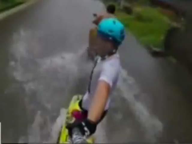 WATCH: Man from Laguna tries wakeboarding on gutter-deep flood | GMA ...