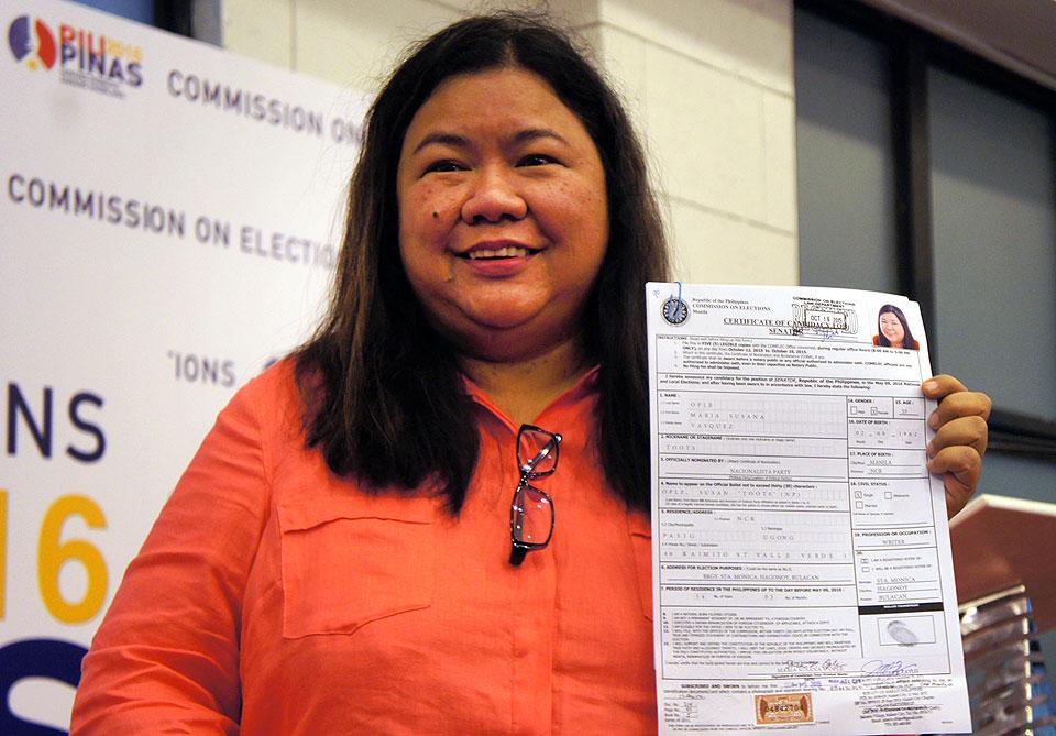 OFW advocate Toots Ople files COC for senator | GMA News Online