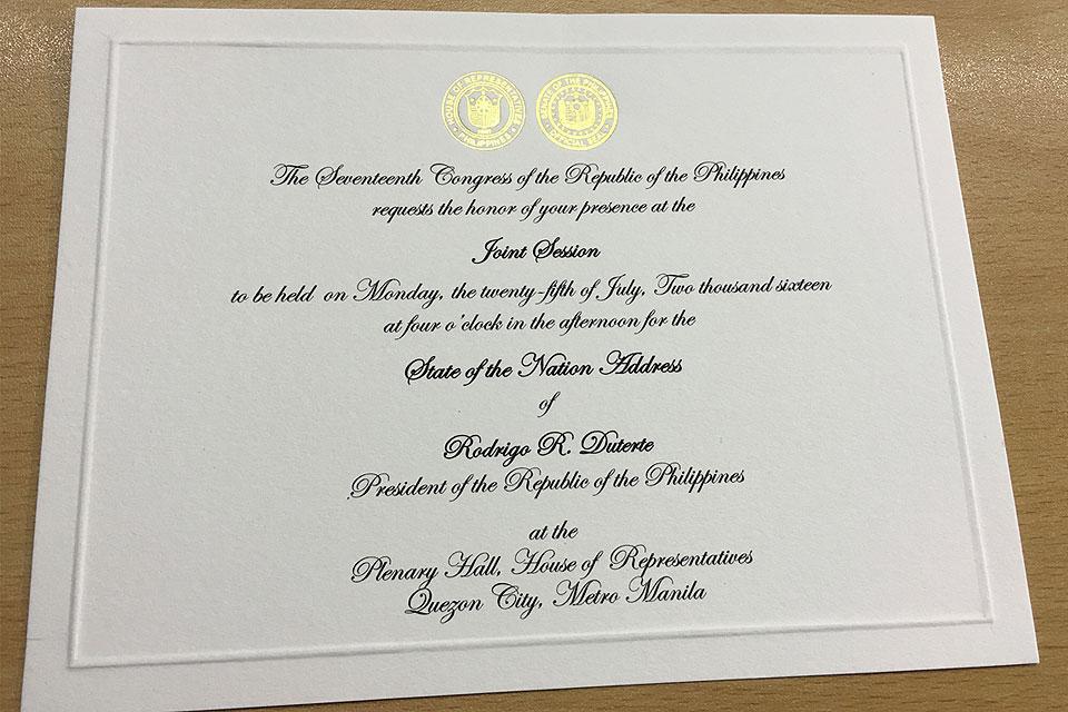 Duterte SONA invitations sent out | Photos | GMA News Online