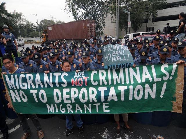 OFWs rally in front of US Embassy, seek protection for Pinoy 'TNTs ...