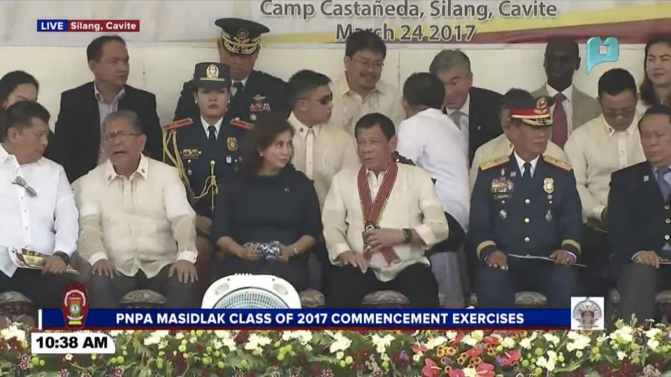Duterte invites Robredo to sit next to him at PNPA Masidlak Class grad ...