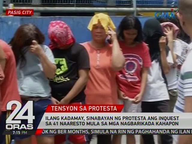 Kadamay members arrested over Pasig rally undergo inquest | GMA News Online