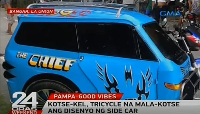 KOTSE-KEL: Side car ng tricycle na mala-kotse ang disenyo | Balitambayan