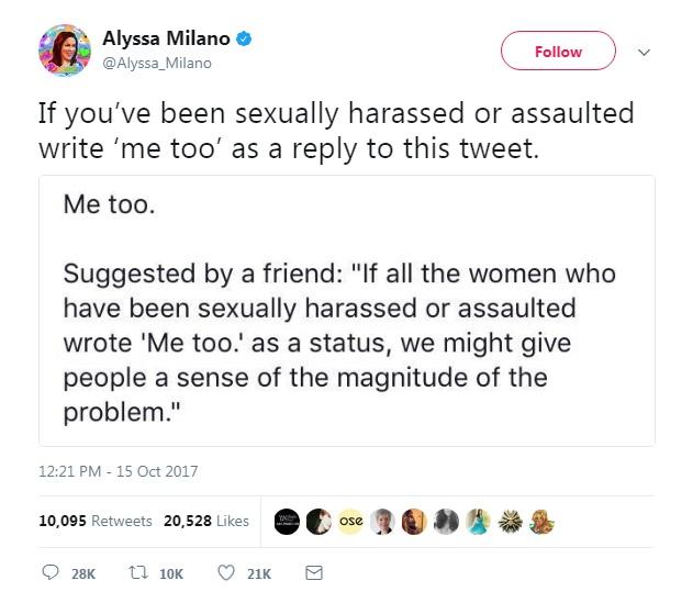 #MeToo trends on Twitter as Alyssa Milano encourages sexual abuse ...