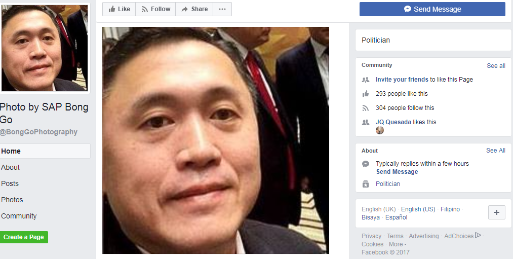 How would you like to have SAP Bong Go’s selfie in your Facebook ...