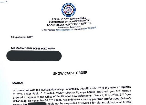LTO orders Maria Isabel Lopez to explain ASEAN lane stunt | GMA News Online