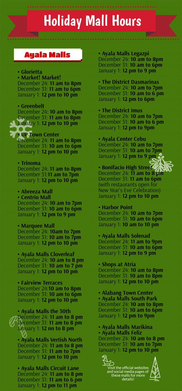 Mall hours for the 2017 holidays | GMA News Online
