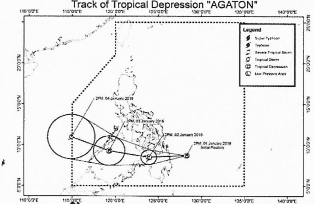 LPA now Tropical Depression Agaton, Signal No. 1 up in 17 areas