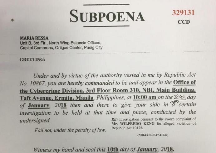 Rappler CEO Maria Ressa, 2 others summoned to NBI over cybercrime raps ...