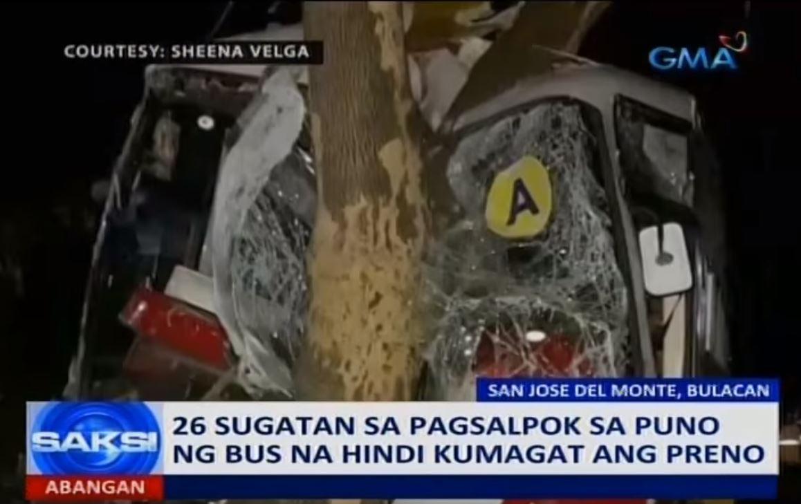 26 pasahero sugatan nang bumangga ang bus sa isang puno sa Bulacan ...