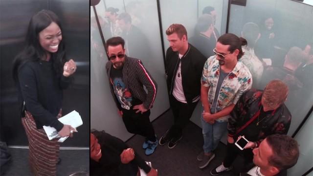 Backstreet Boys get down, get down in elevator with fans